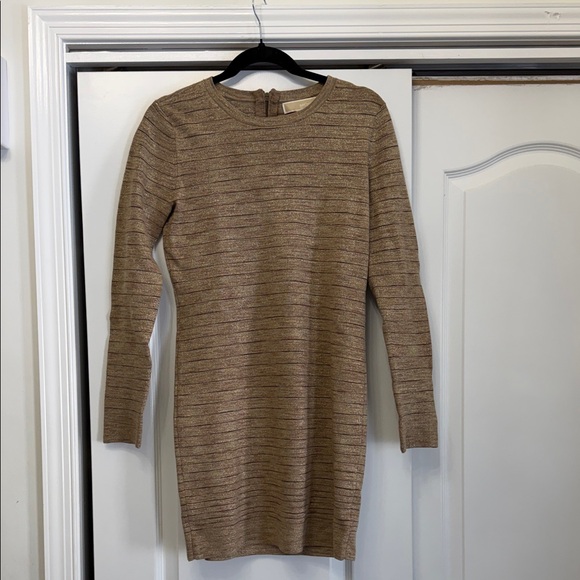 MICHAEL Michael Kors | Dresses | Michael Kors Elegant Gold Sparkly Tan ...